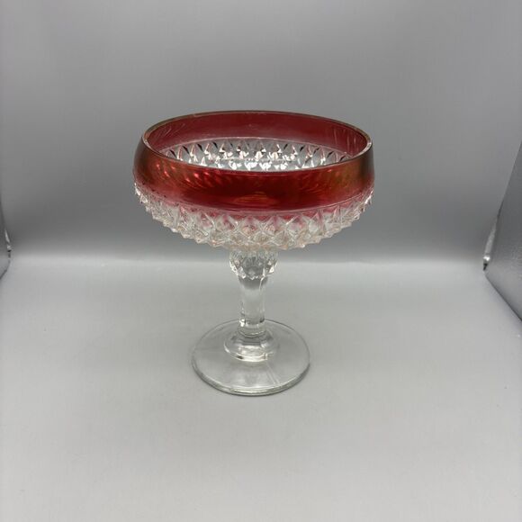 Indiana Glass | Dining | Vintage Indiana Glass Diamond Point Ruby Flash ...